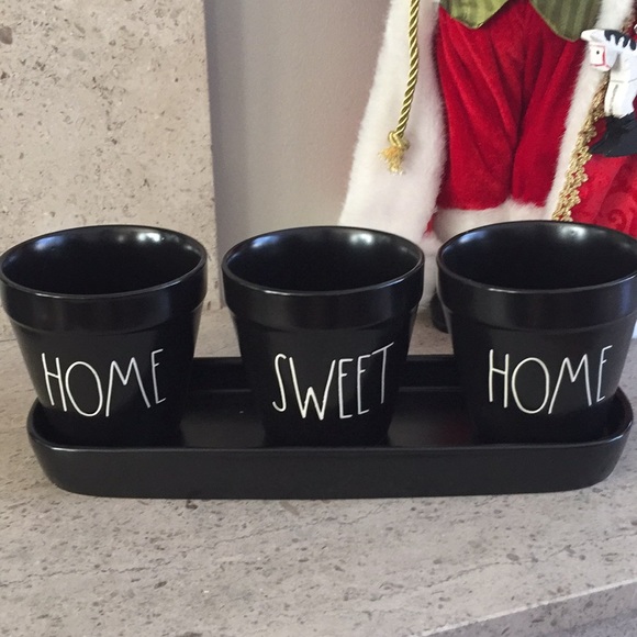 Rae Dunn | Accents | Rae Dunn Home Sweet Home Ceramic Pots With Tray ...